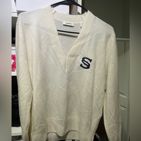 Sandro | Sweaters | Sandro White V Neck Sweater | Poshmark